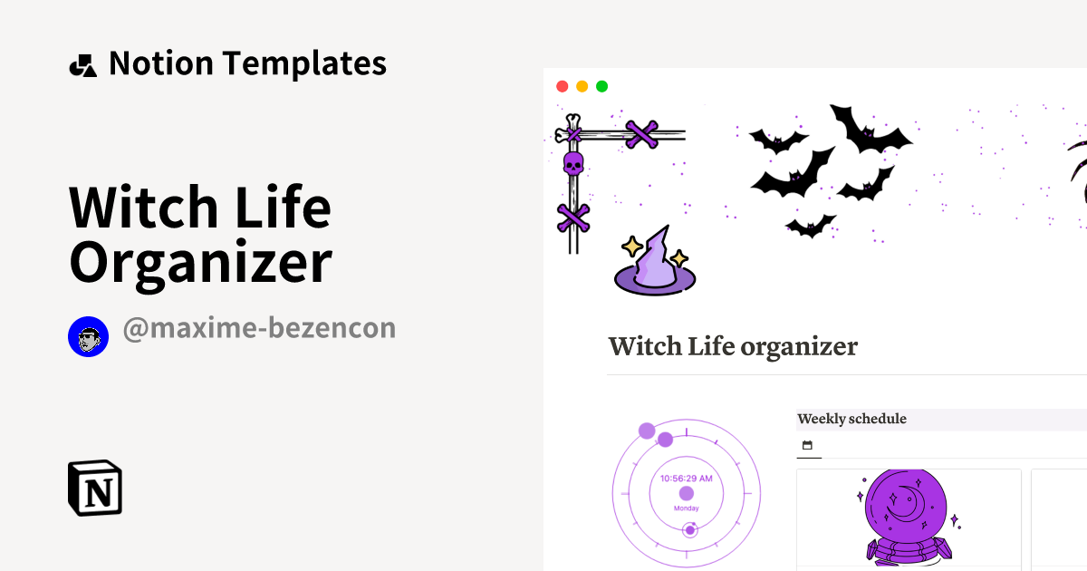 Witch Life Organizer Template by Maxime Bezencon | Notion Marketplace