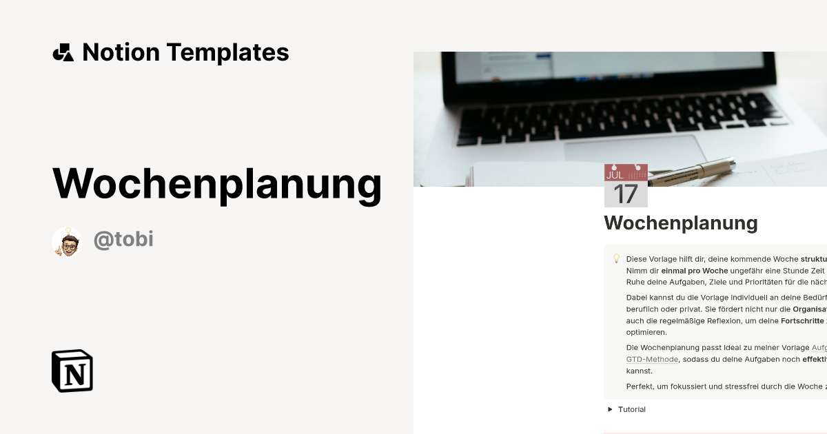 Wochenplanung Template | Notion Marketplace
