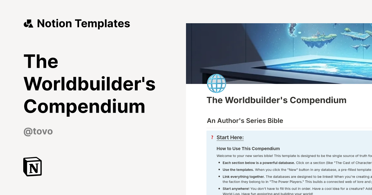 The Worldbuilder's Compendium Template by Tovo | Notion Marketplace