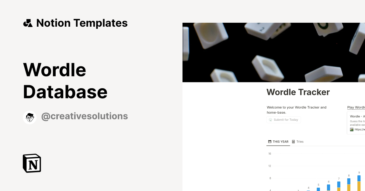 Wordle Database Template By Creative Solutions Notion Marketplace