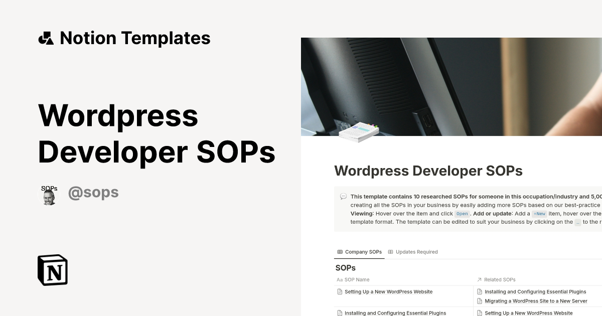 Wordpress Developer SOPs Template by SOPs | Notion Marketplace