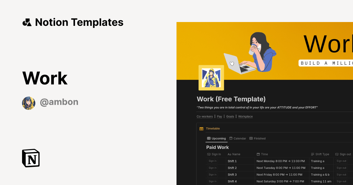 Work Template by Ambon | Notion Marketplace