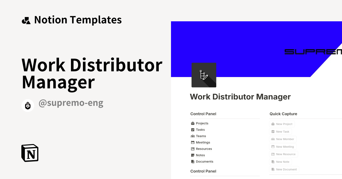 Work Distributor Manager Template | Notion Marketplace