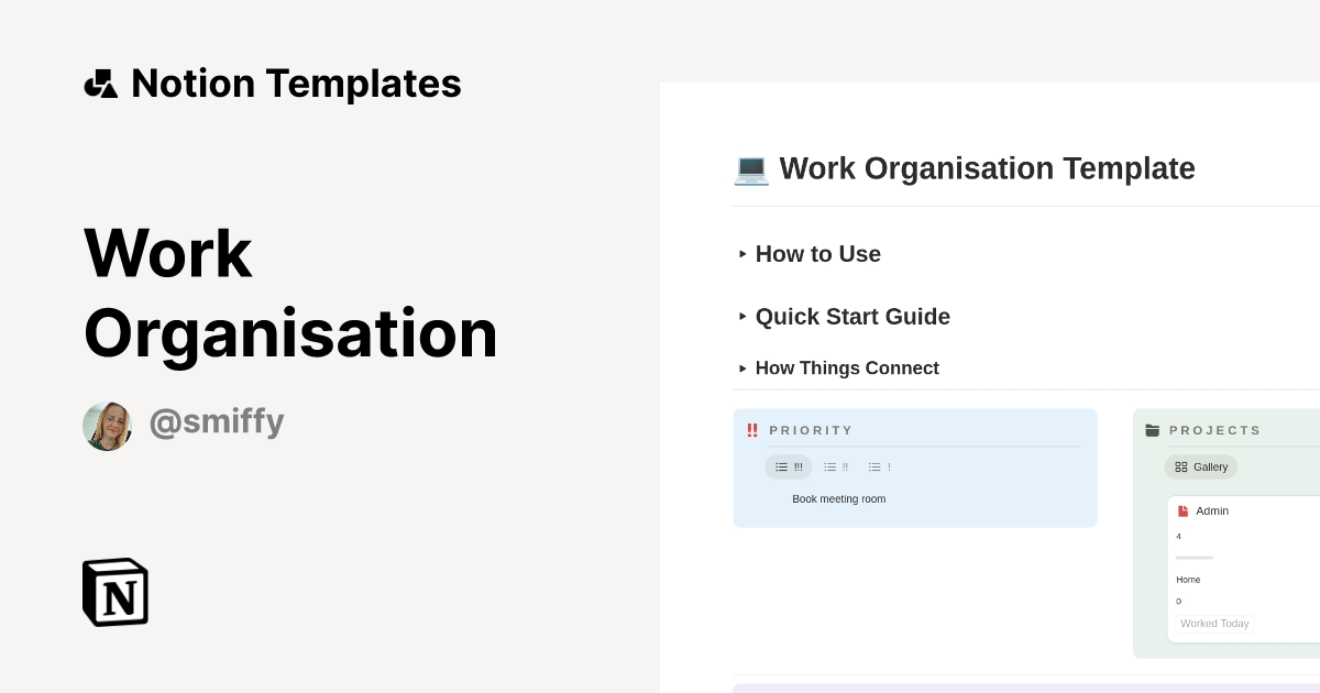 Work Organisation Template by Abby Smith | Notion Marketplace