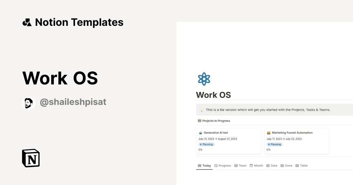 Work OS Template by Shailesh Pisat | Notion Marketplace