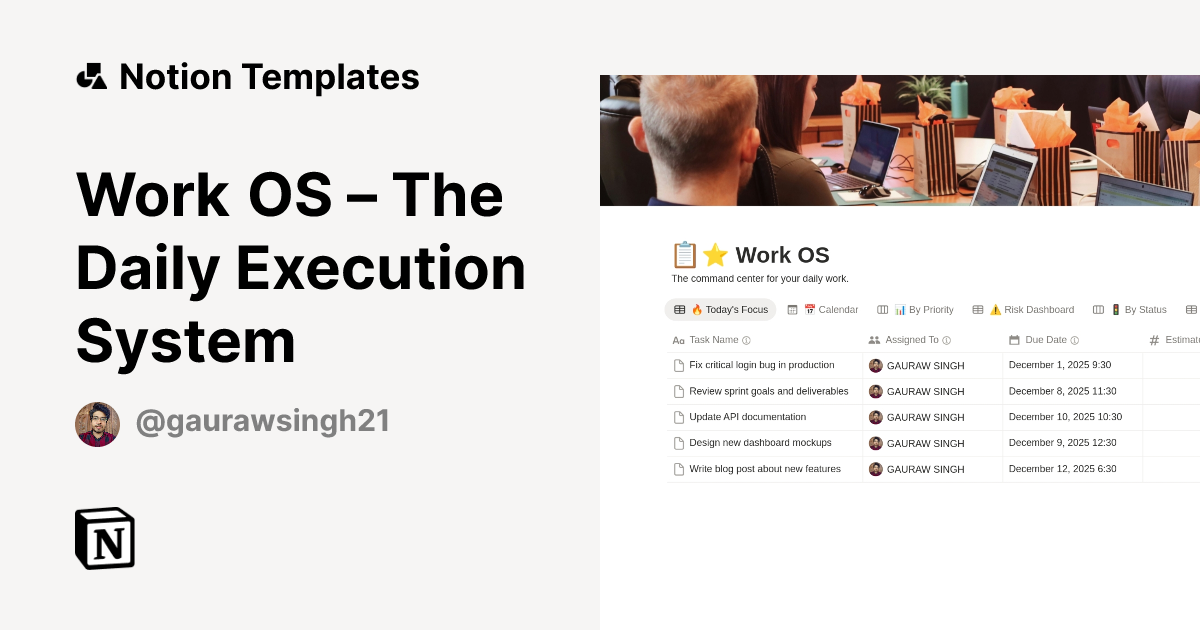 Work OS – The Daily Execution System Template | Notion Marketplace