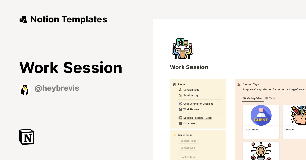 Work Session Template by heybrevis | Notion Marketplace