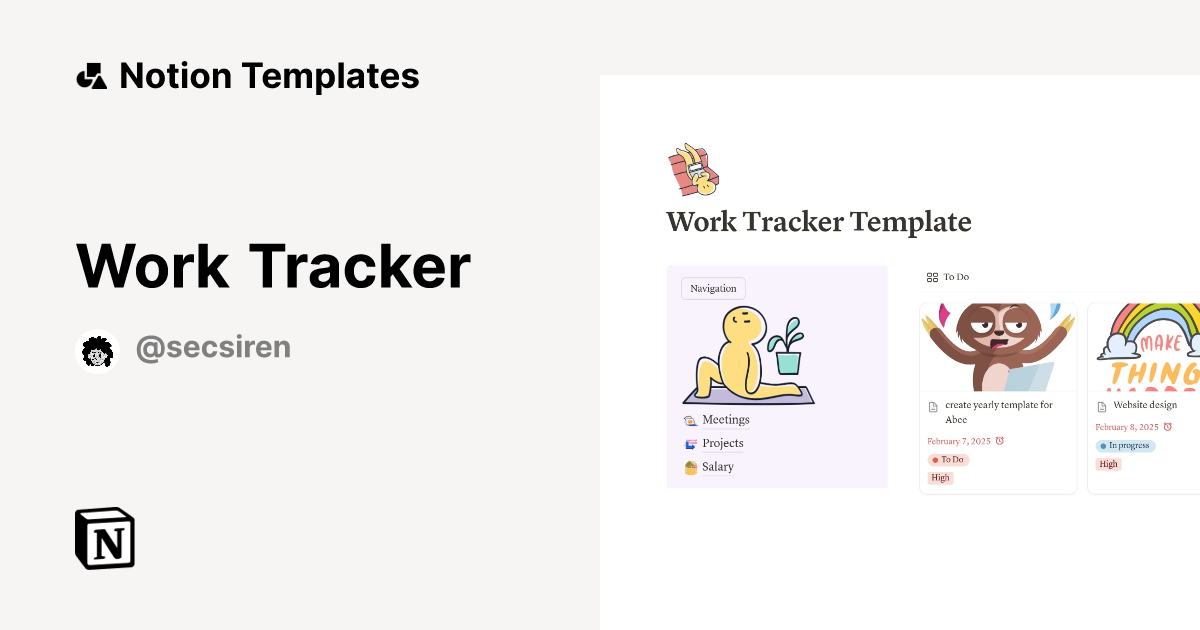 Work Tracker Template | Notion Marketplace