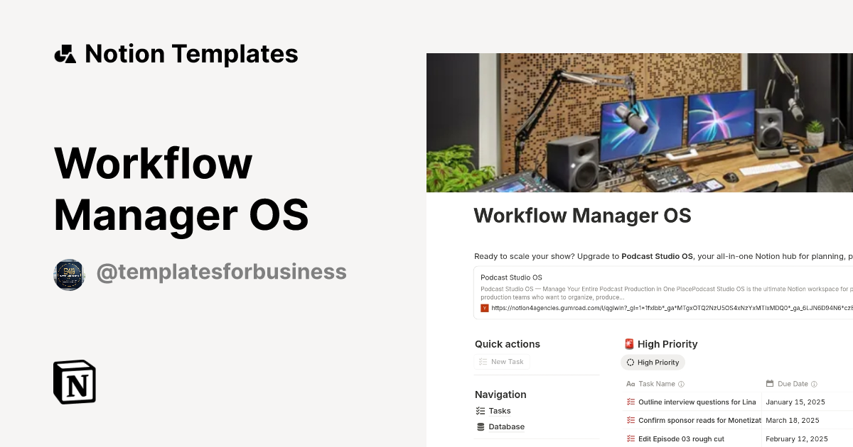 Workflow Manager OS Template | Notion Marketplace