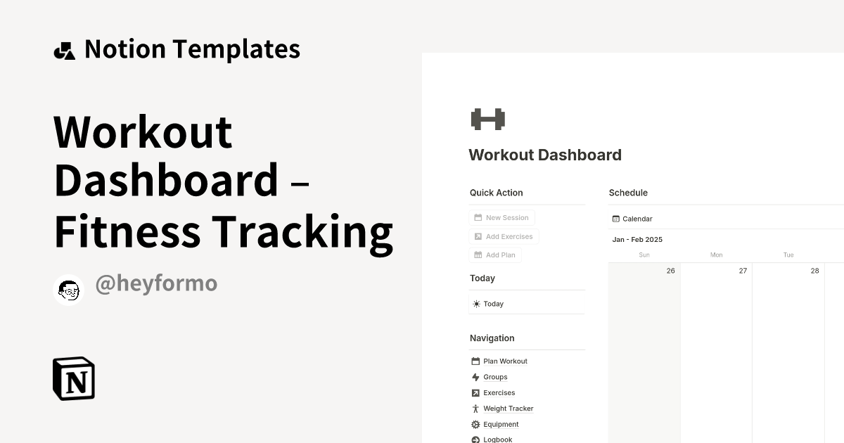 Workout Dashboard – Fitness Tracking Template | Notion Marketplace