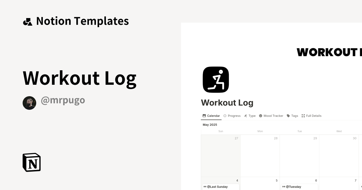 Workout Log Template | Notion Marketplace
