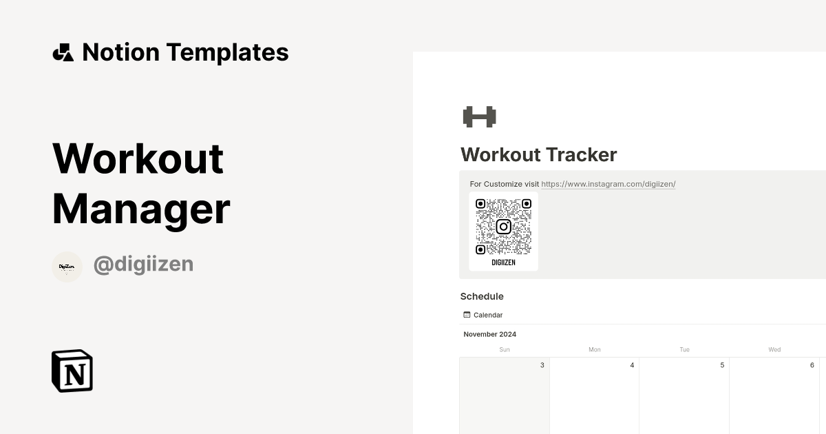Workout Manager Template by DigiZen | Notion Marketplace