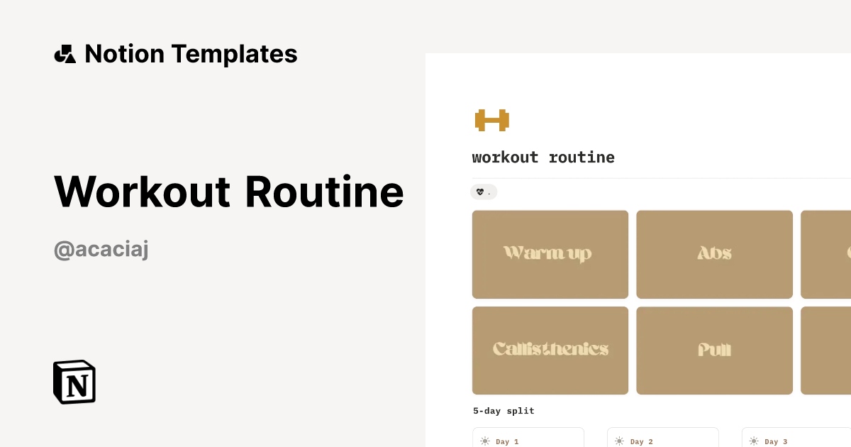 Workout Routine Template | Notion Marketplace