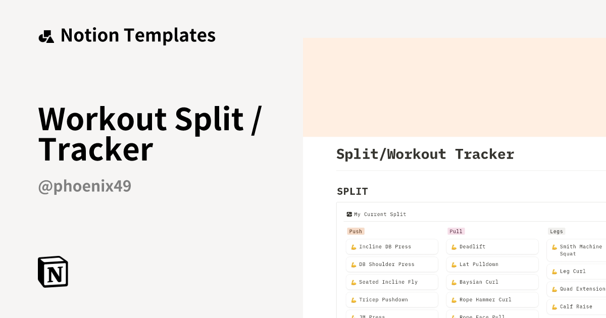 Workout Split / Tracker Template | Notion Marketplace