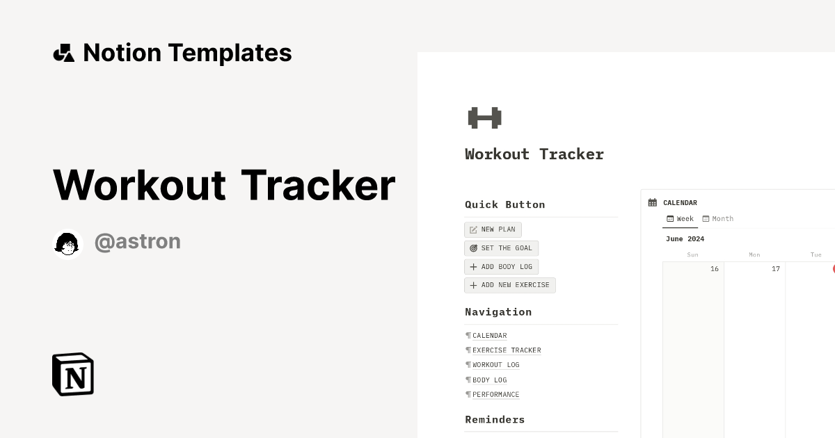 Workout Tracker Template | Notion Marketplace