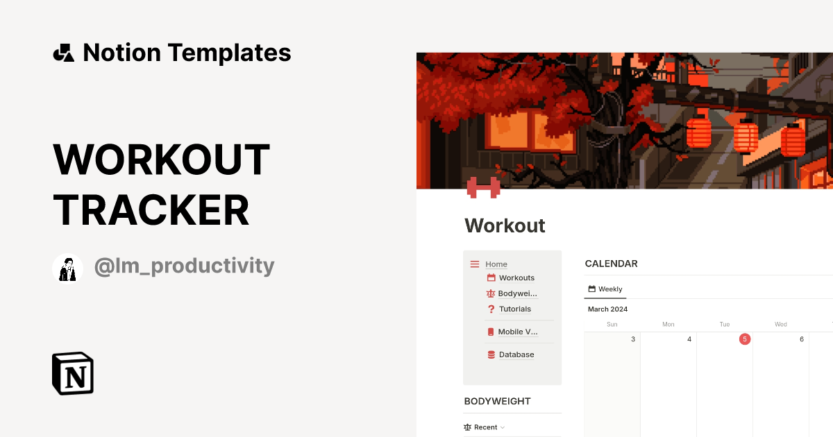 WORKOUT TRACKER Template by LM | Notion Marketplace