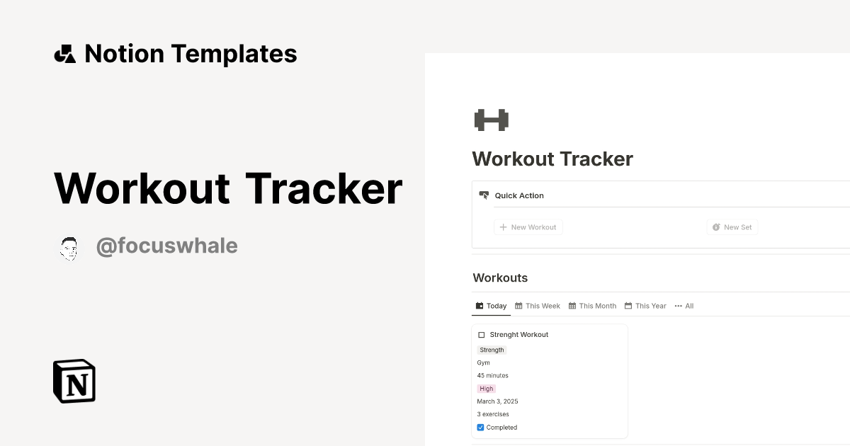 Workout Tracker Template | Notion Marketplace