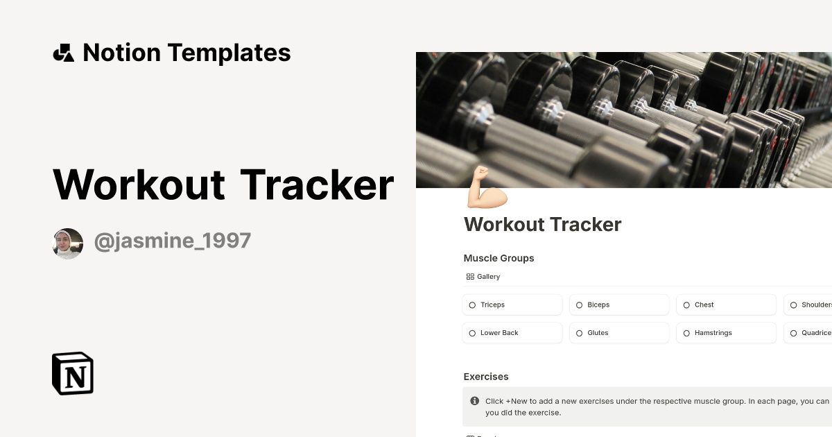 Workout Tracker Template by Yasaman | Notion Marketplace