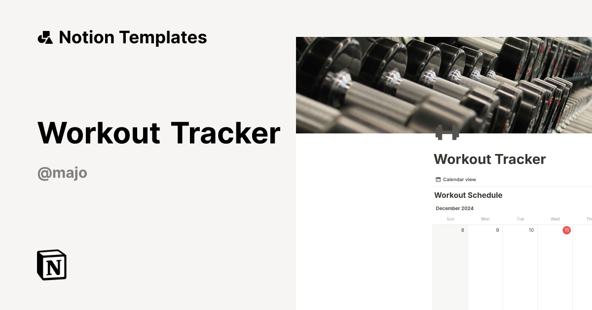 Workout Tracker Template by Majo | Notion Marketplace
