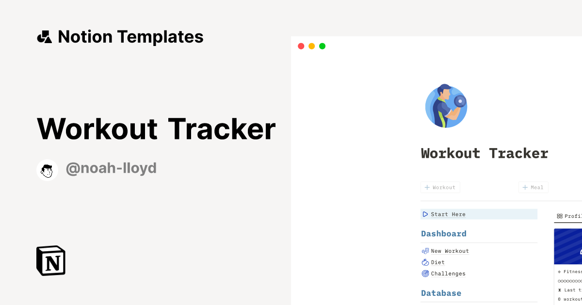 Workout Tracker Template by Noah Lloyd | Notion Marketplace