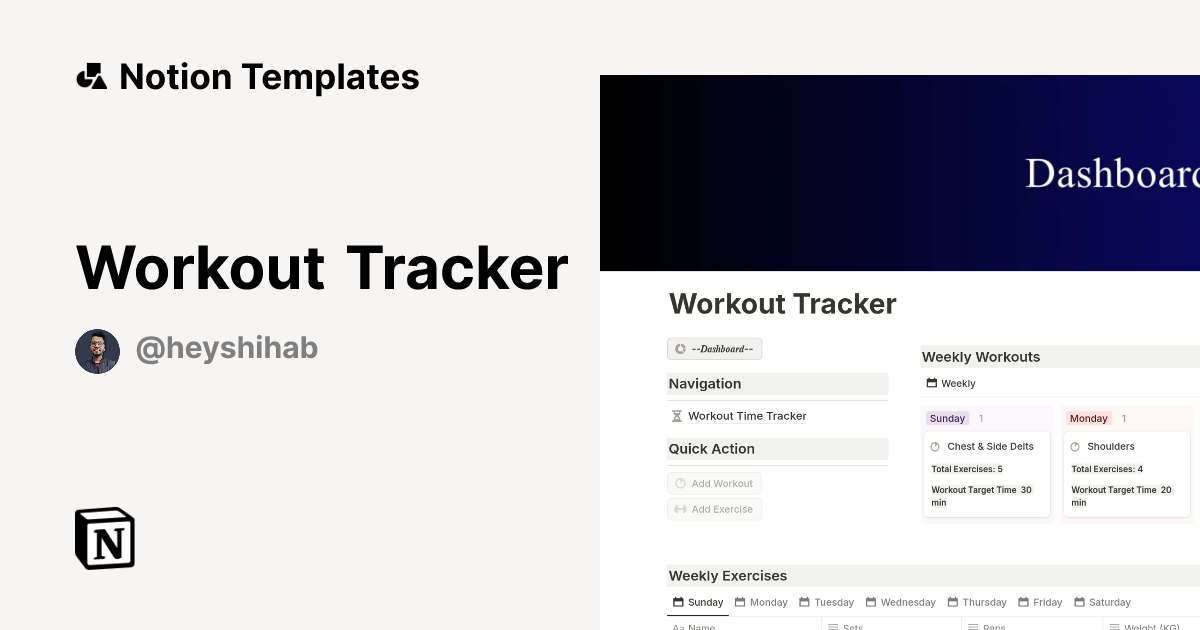 Workout Tracker Template | Notion Marketplace