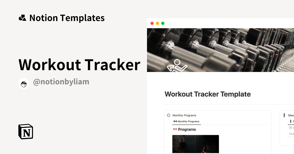 Workout Tracker Template by NotionByLiam | Notion Marketplace