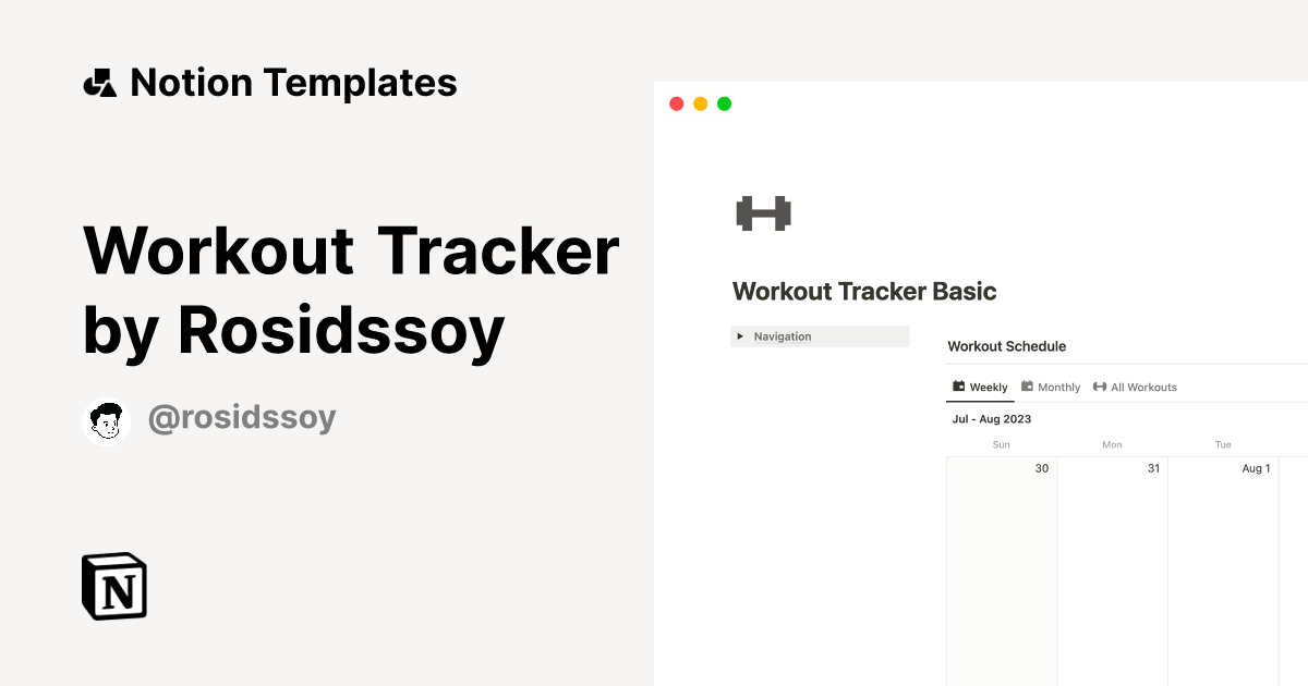 Workout Tracker by Rosidssoy Template | Notion Marketplace