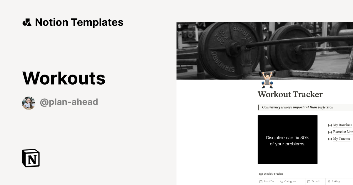 Workouts Template by Plan-Ahead | Notion Marketplace