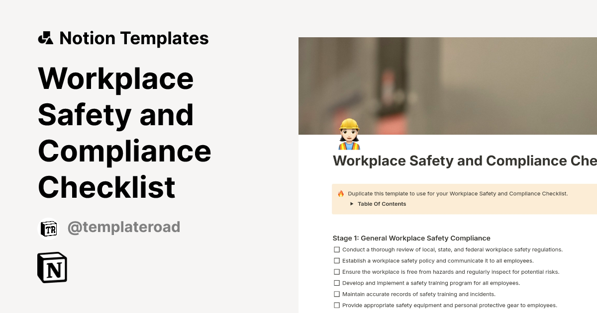 Workplace Safety and Compliance Checklist Template | Notion Marketplace