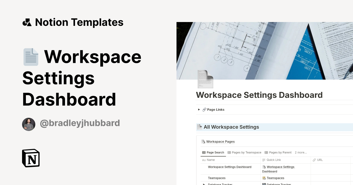 📄 Workspace Settings Dashboard Template | Notion Marketplace