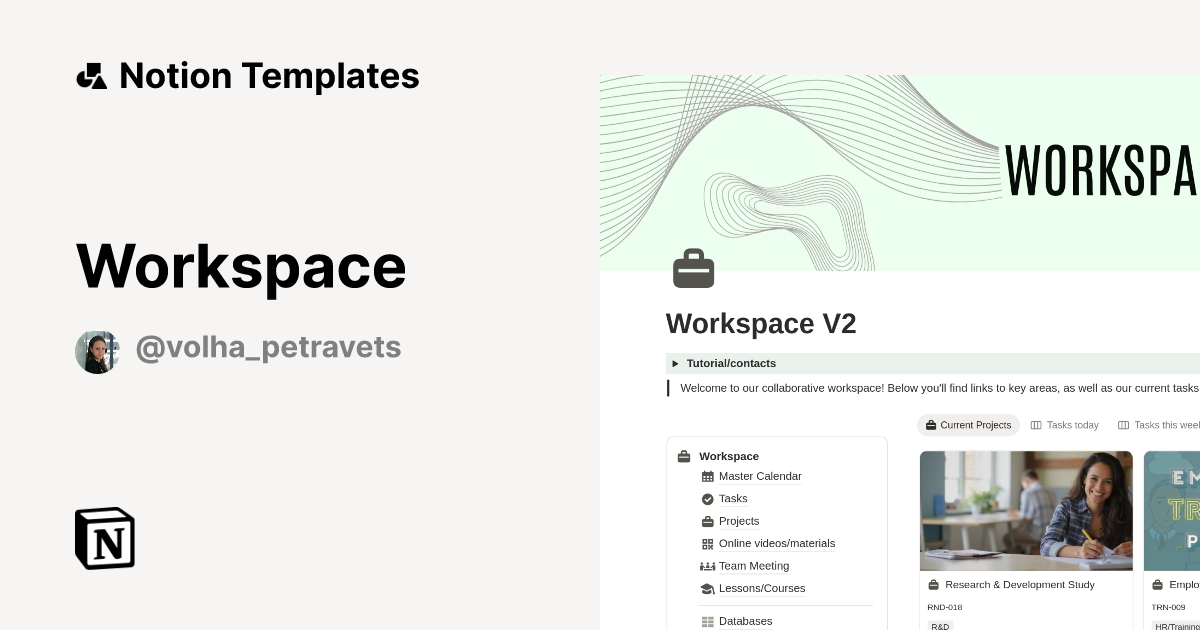 Workspace Template By Volha Petravets Notion Marketplace