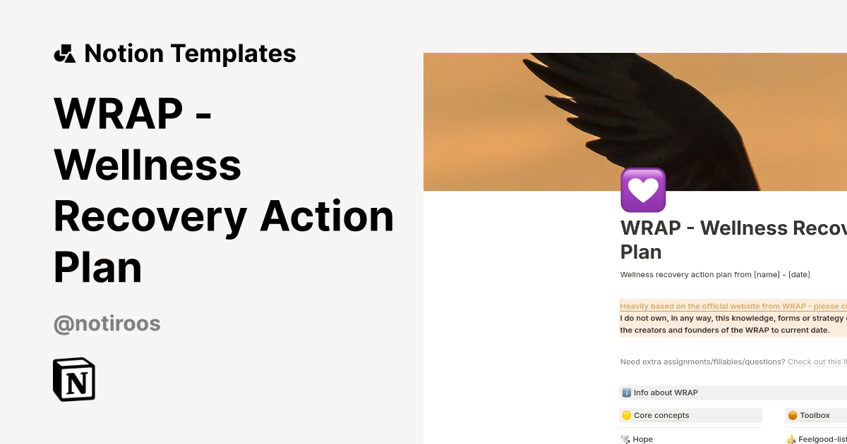 WRAP - Wellness Recovery Action Plan Template | Notion Marketplace