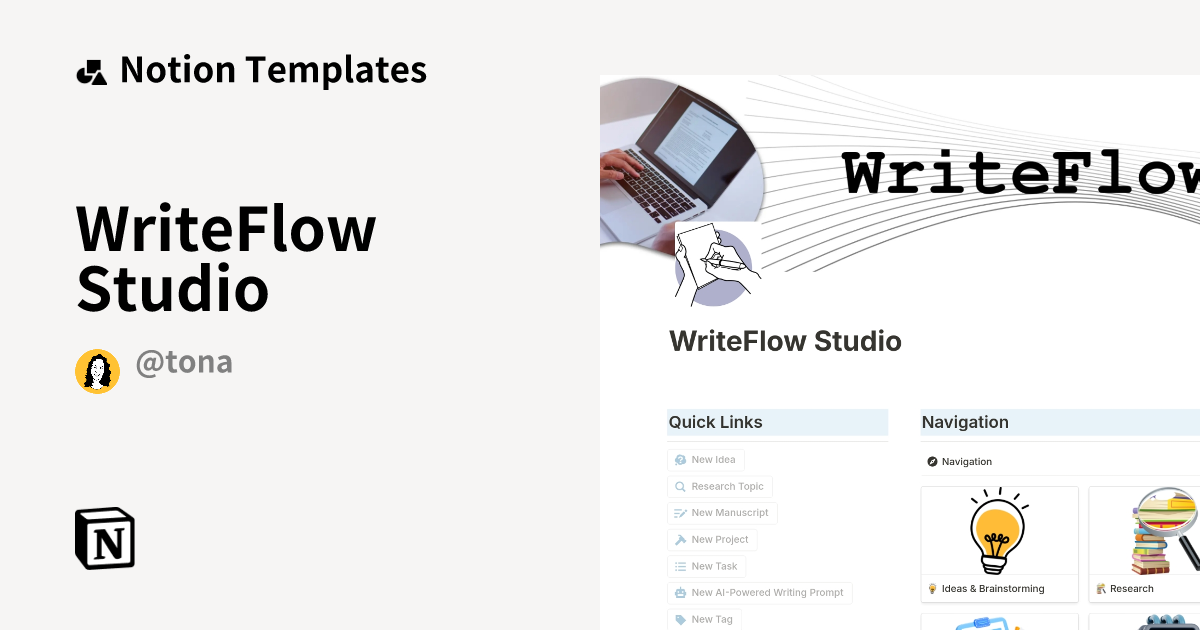WriteFlow Studio Template | Notion Marketplace