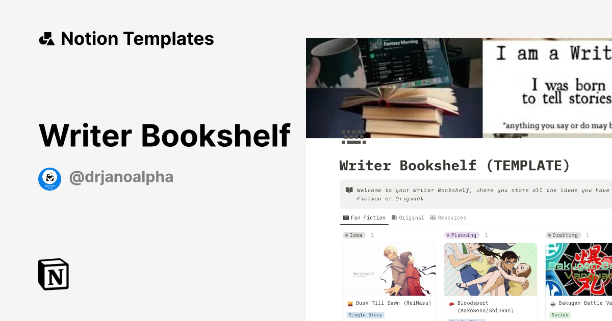 Writer Bookshelf Template | Notion Marketplace