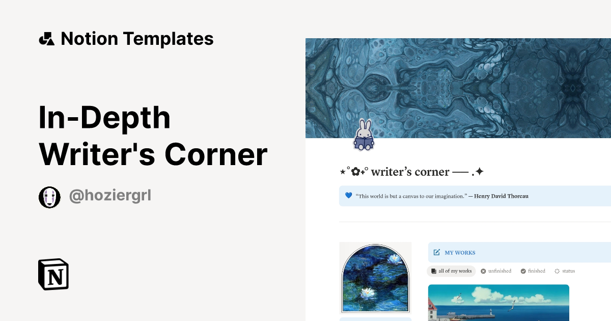 In-Depth Writer's Corner Template by Whitney | Notion Marketplace