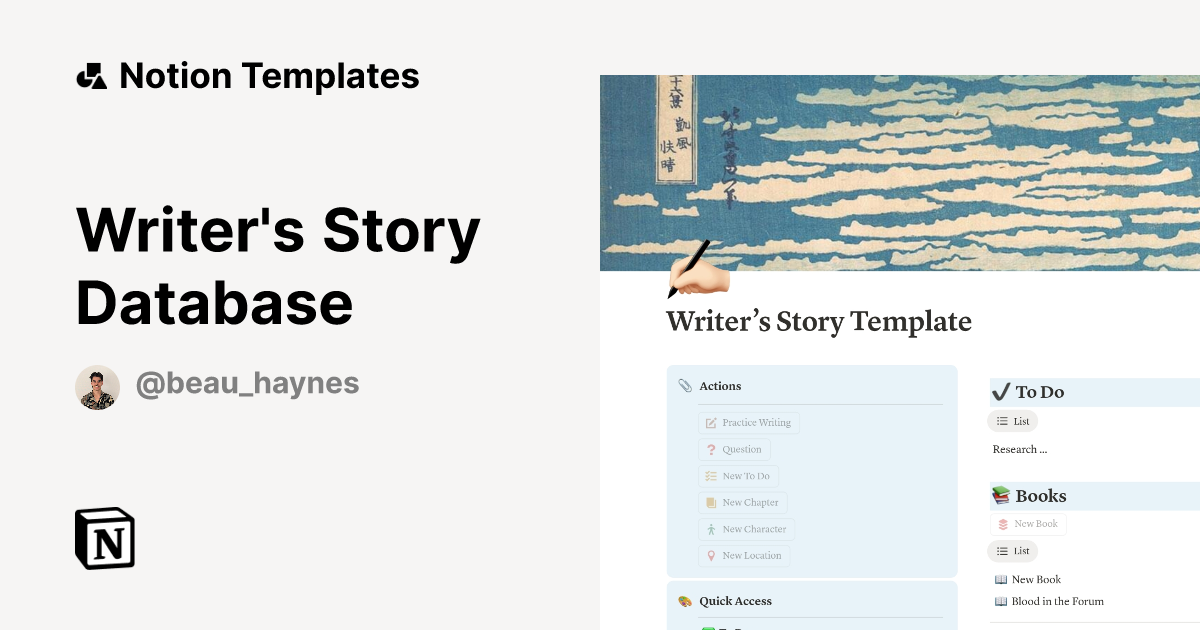 Writer's Story Database Template | Notion Marketplace