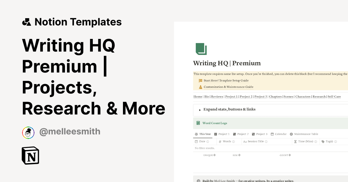 Writing HQ Premium | Projects, Research & More Template by Mel @ Joyful ...