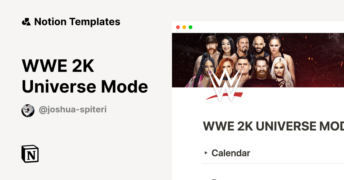 WWE 2K Universe Mode Template | Notion Marketplace