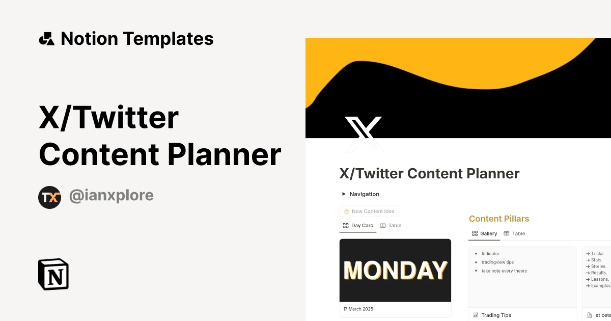 X/Twitter Content Planner Template by ian Xplore Digital | Crypto ... X/Twitter Content Planner Template by ian Xplore Digital | Crypto ...