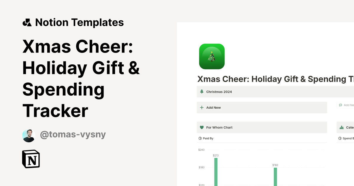 Xmas Cheer: Holiday Gift & Spending Tracker Template by Tomas Vysny | Notion Marketplace
