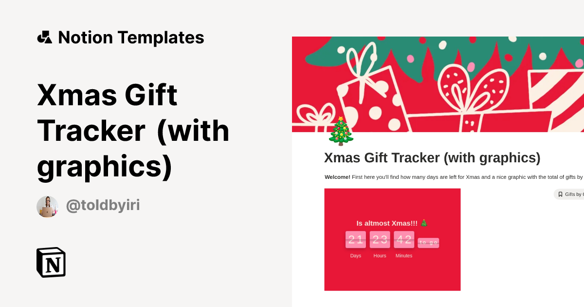 Xmas Gift Tracker (with graphics) Template | Notion Marketplace