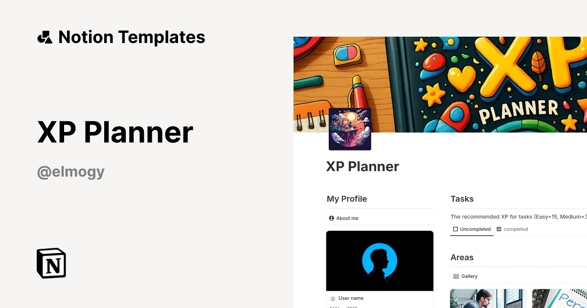 XP Planner Template by Mohamed Elmogy | Notion Marketplace