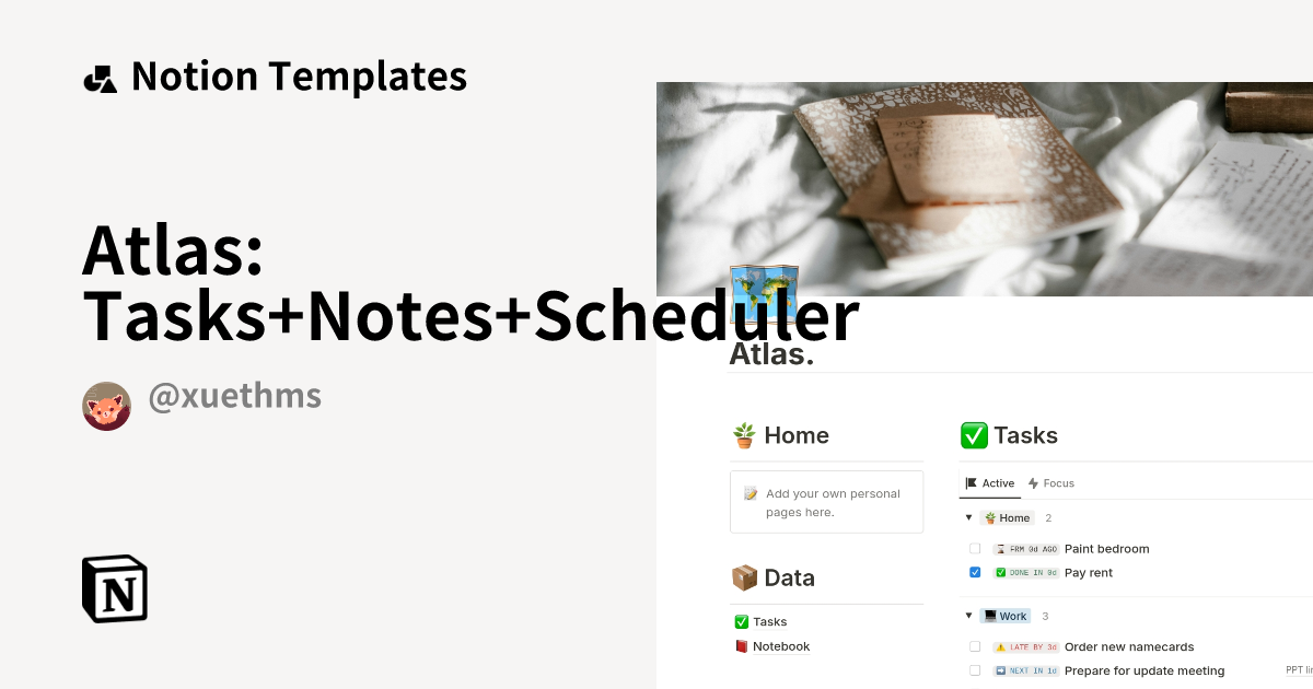 Atlas: Tasks+Notes+Scheduler Template | Notion Marketplace