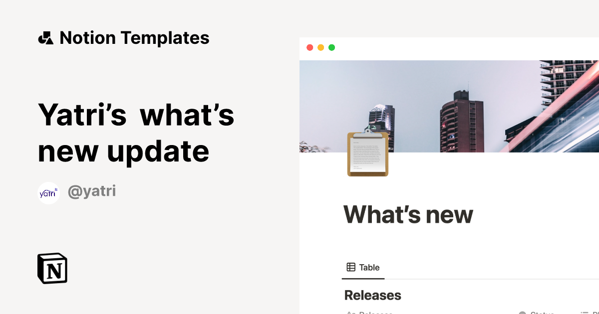 Yatri S What S New Update Template By Yatri Notion Marketplace