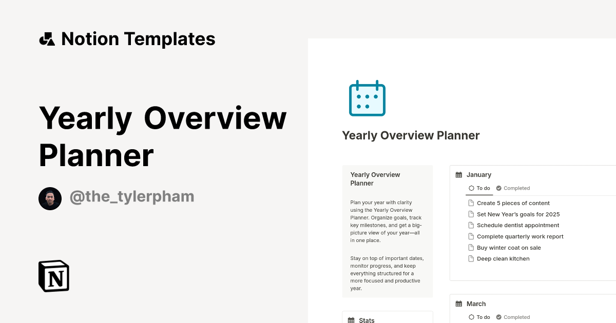 Yearly Overview Planner Template | Notion Marketplace