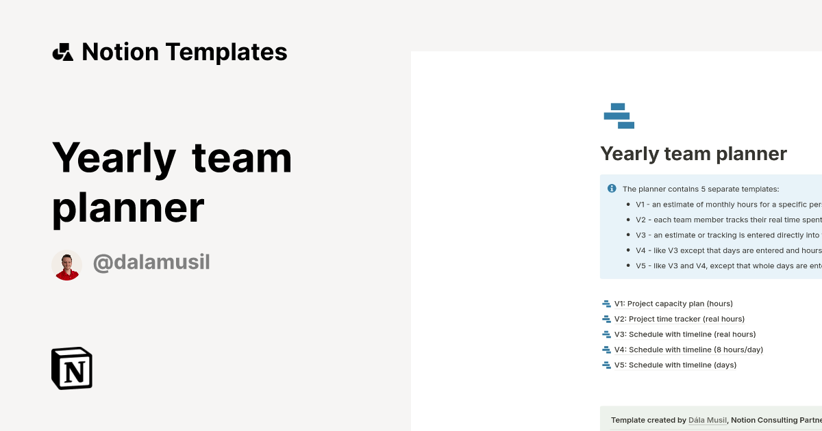 Yearly team planner Template by Dála Musil | Notion Marketplace