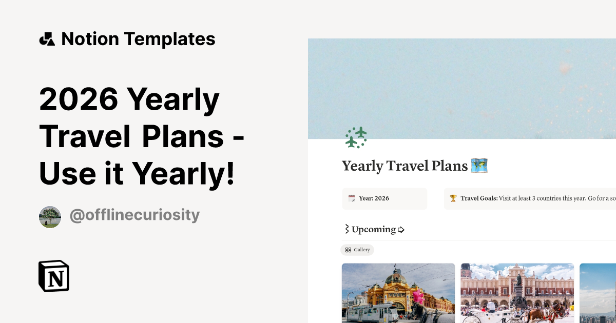 2026 Yearly Travel Plans - Use it Yearly! Template | Notion Marketplace