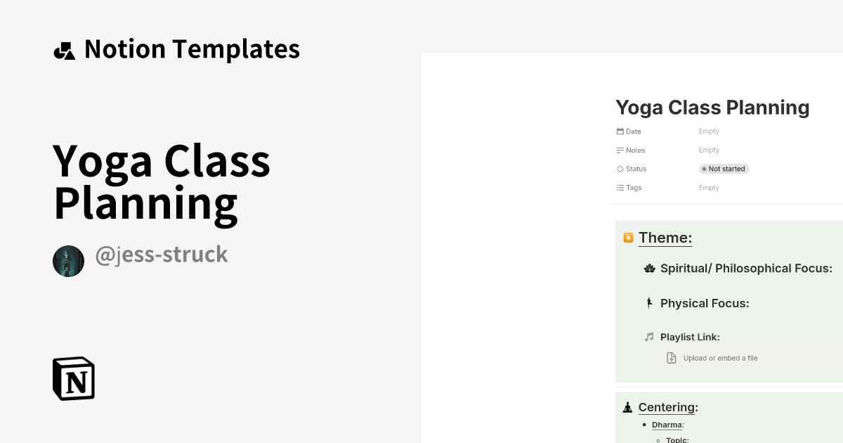 Yoga Class Planning Template by Jess_Struck | Notion Marketplace
