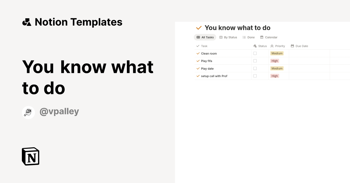 You know what to do Template | Notion Marketplace