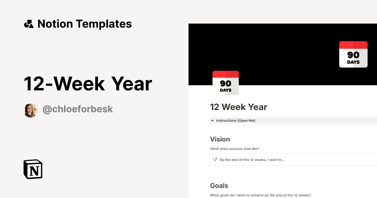 12-Week Year Template by Chloe Forbes-Kindlen | Notion Marketplace